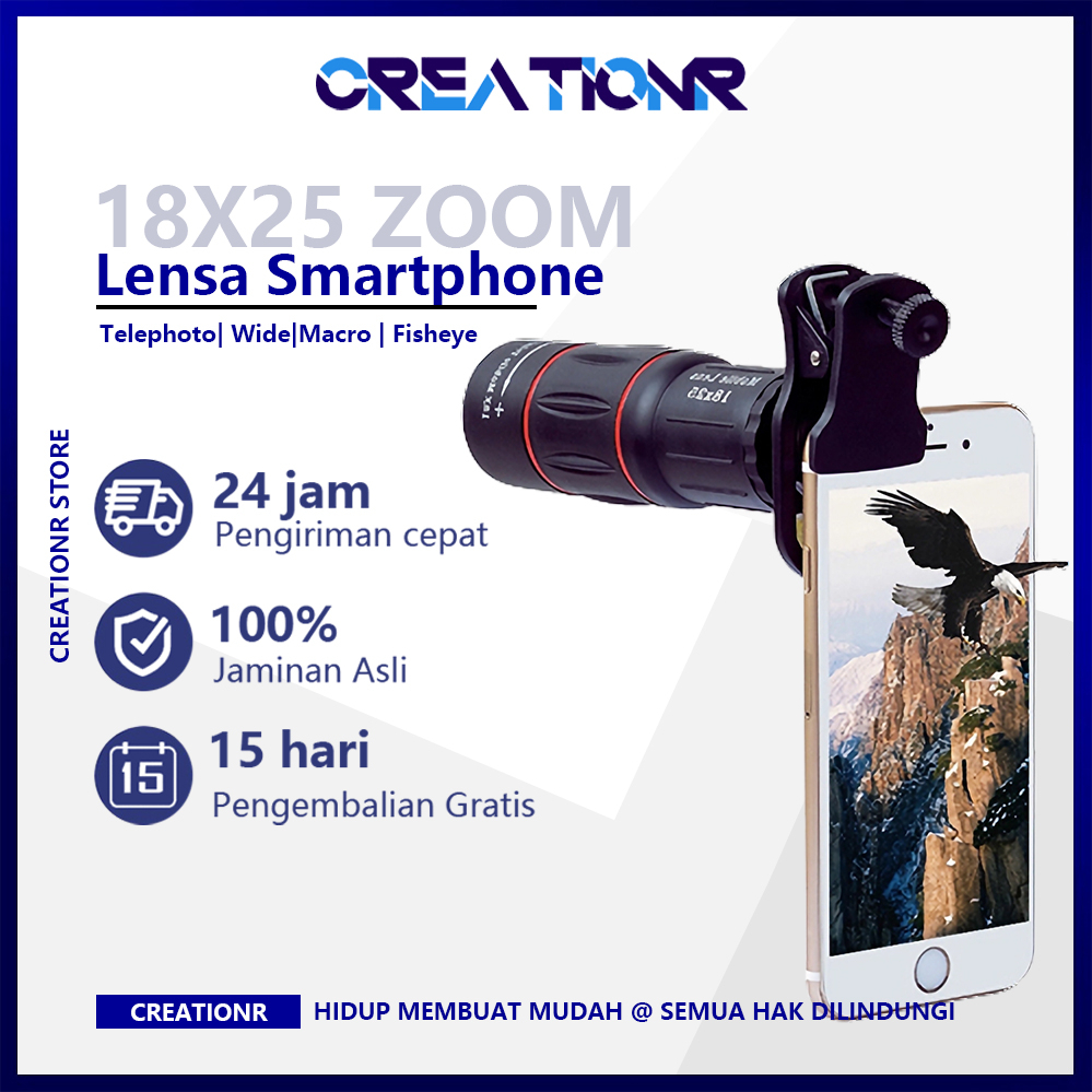 Jual Zoom Nyata-Lensa Telefoto Teleskop 18X dengan Tripod dan Monokuler ...