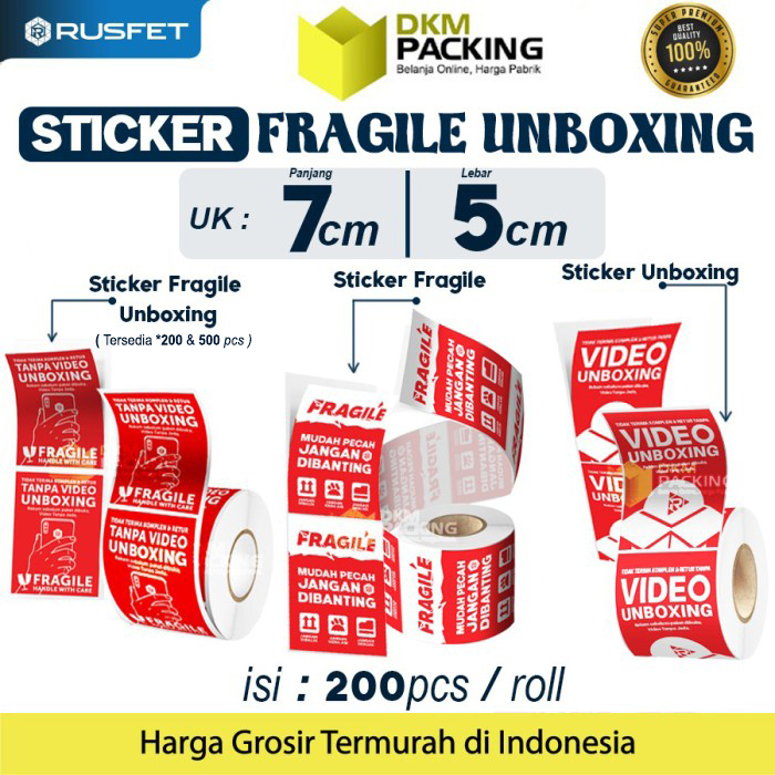 Jual Sticker FRAGILE UNBOXING 5x7cm Stiker Label Cromo HANDLE WITH CARE ...