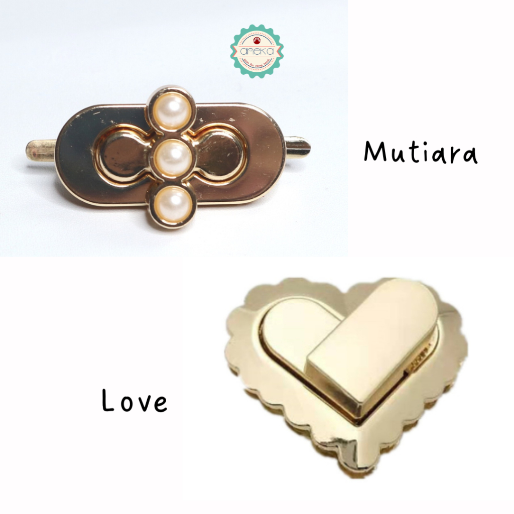 Jual ANEKA - Kancing / Kunci Putar Mutiara & Love Emas - PCS | Shopee ...