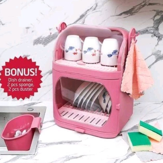 Jual Rak Piring Portable Technoplast Dish Rack 2 in 1 Warna Pink Rak ...