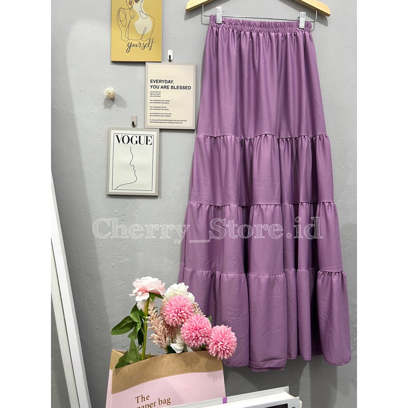 Jual Cherry_Ruffle Skirt 4 susun / rok wanita korea / skirt korean ...
