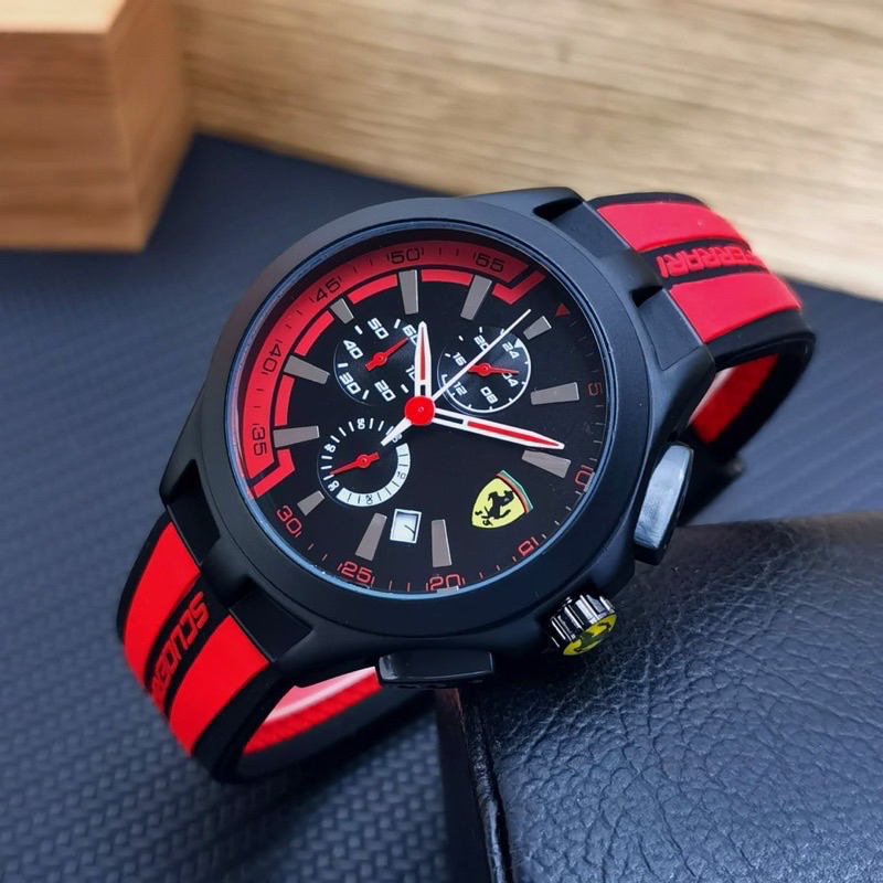 Jual NEW JAM TANGAN FERRARI SUPER CHRONOGRAPH SILICONE STRAP INCLUDE ...