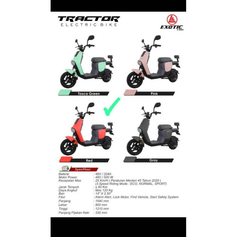 Jual SEPEDA MOTOR LISTRIK EXOTIC TRACTOR READY MAKASSAR PROMO MURAH ...