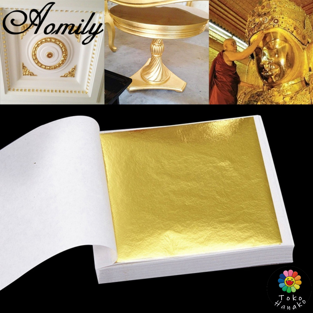 Jual 100pcs Kertas Foil Emasgold Leaffoil Sheet Kertas Prada Sepuhan ...