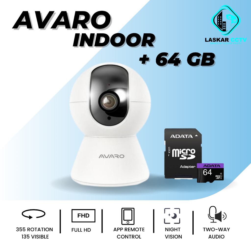 Jual AVARO Smart CCTV WIFI IP Camera CCTV Indoor 2MP PTZ LAN Bundling Memory ADATA 64GB | Shopee ...