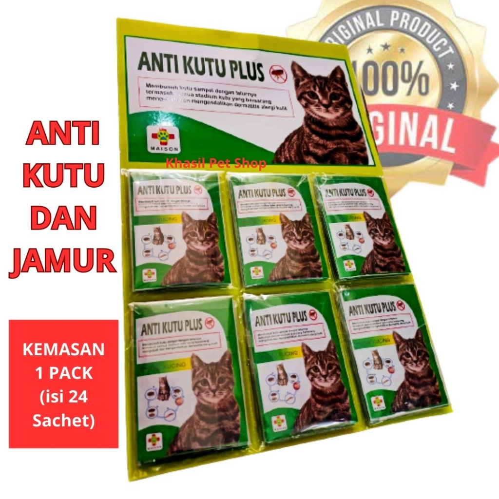 Jual OBAT KUTU KUCING SACHET ANTI KUTU PLUS 1 Pack (Isi 24 Sachet ...