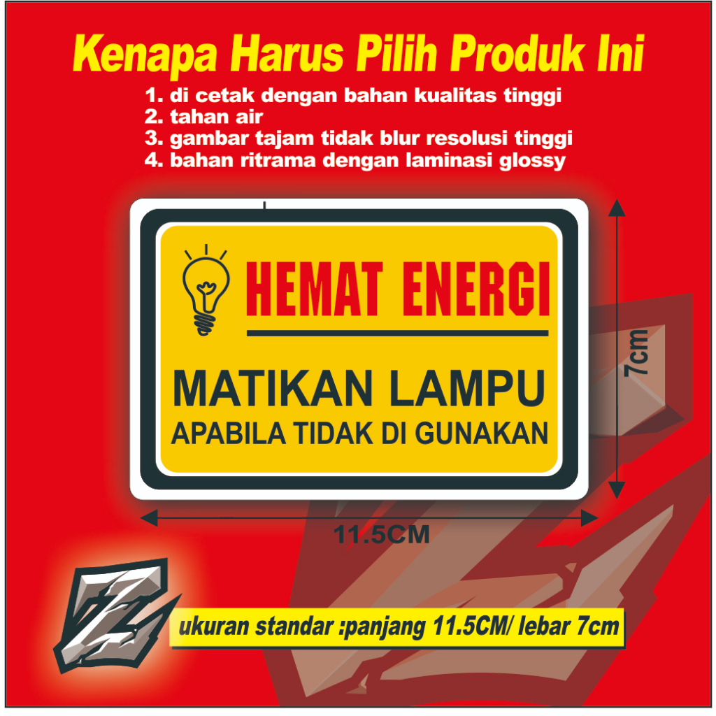 Jual STIKER "MATIKAN LAMPU JIKA TIDAK DIGUNAKAN" | Shopee Indonesia