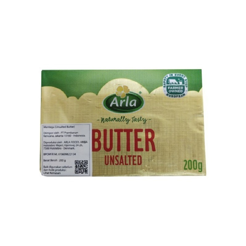 Jual Arla butter Unsalted 200gr mentega dairy tawar Halal | Shopee ...