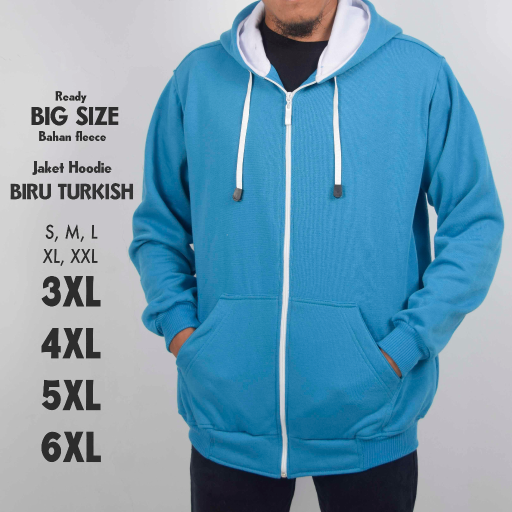 Jual Jaket Hoodie Polos Pria Biru Turkish Jumbo Big Size S M L XL XXL 3XL 4XL 5XL 6XL | Shopee ...