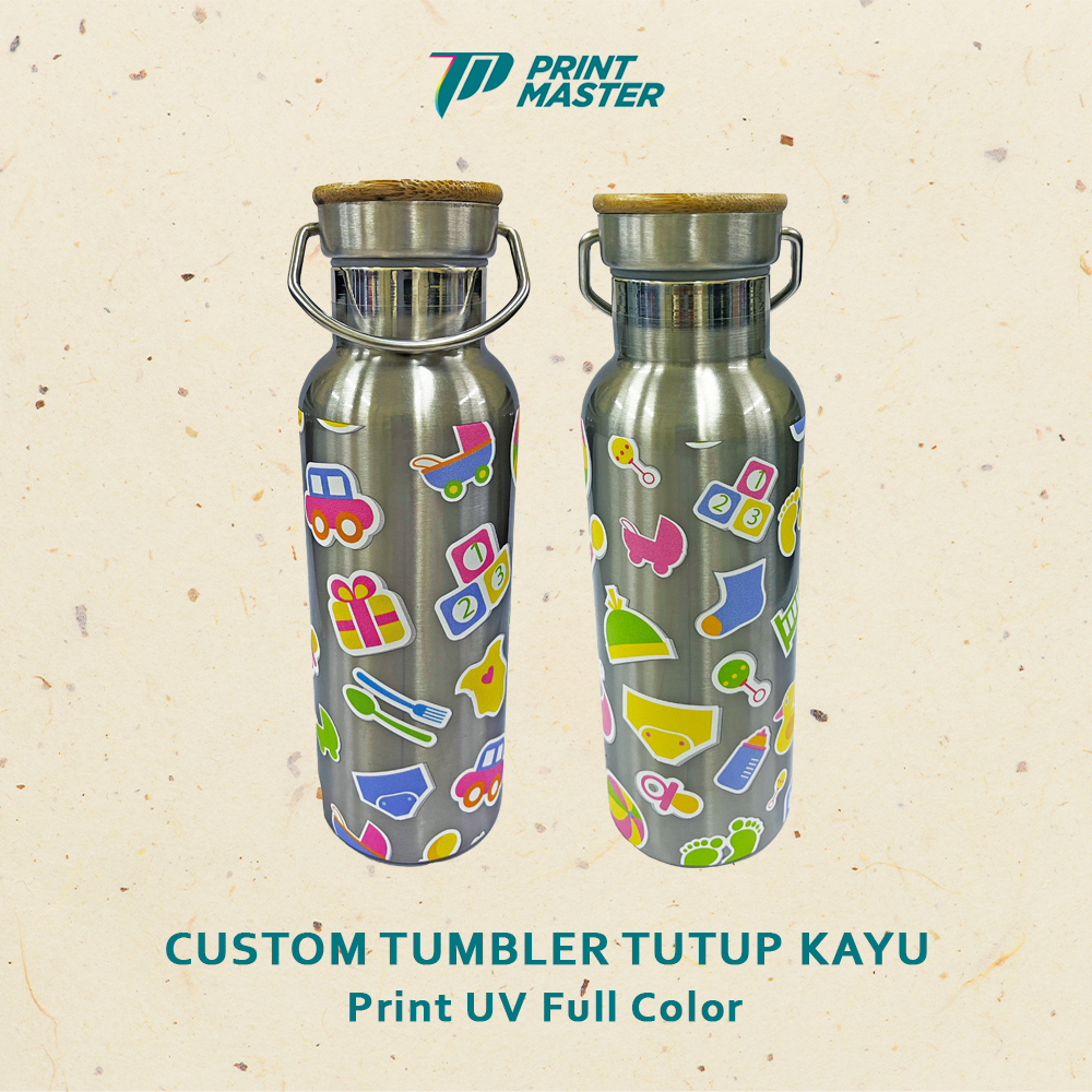 Jual Custom Tumbler Tutup Kayu Souvenir/Promosi Print UV Full Color ...
