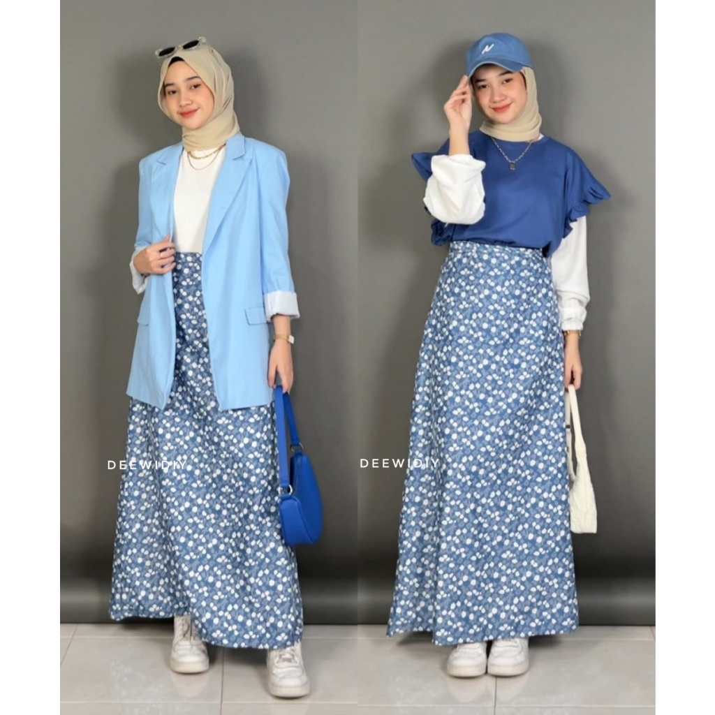 Jual ROK MOTIF BUNGA KOREA / ROK A-LINE PANJANG WANITA / ROK BUNGA ...