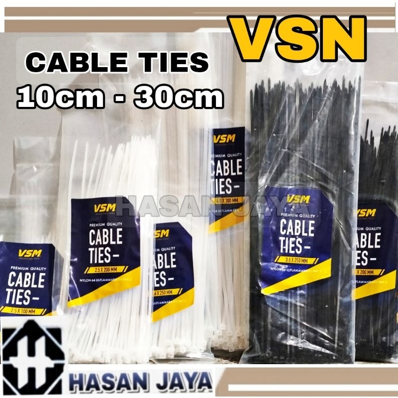 Jual Kabel Ties Hitam Putih 10cm / 15cm / 20cm / 25cm / 30cm Harga 1pack isi 100pcs | Shopee ...