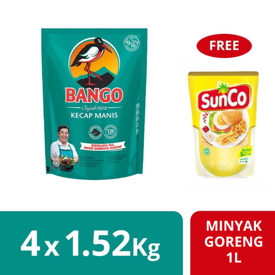 Jual Bango Kecap Manis Pouch 1.5Kg (X4) Free Minyak 1L | Shopee Indonesia