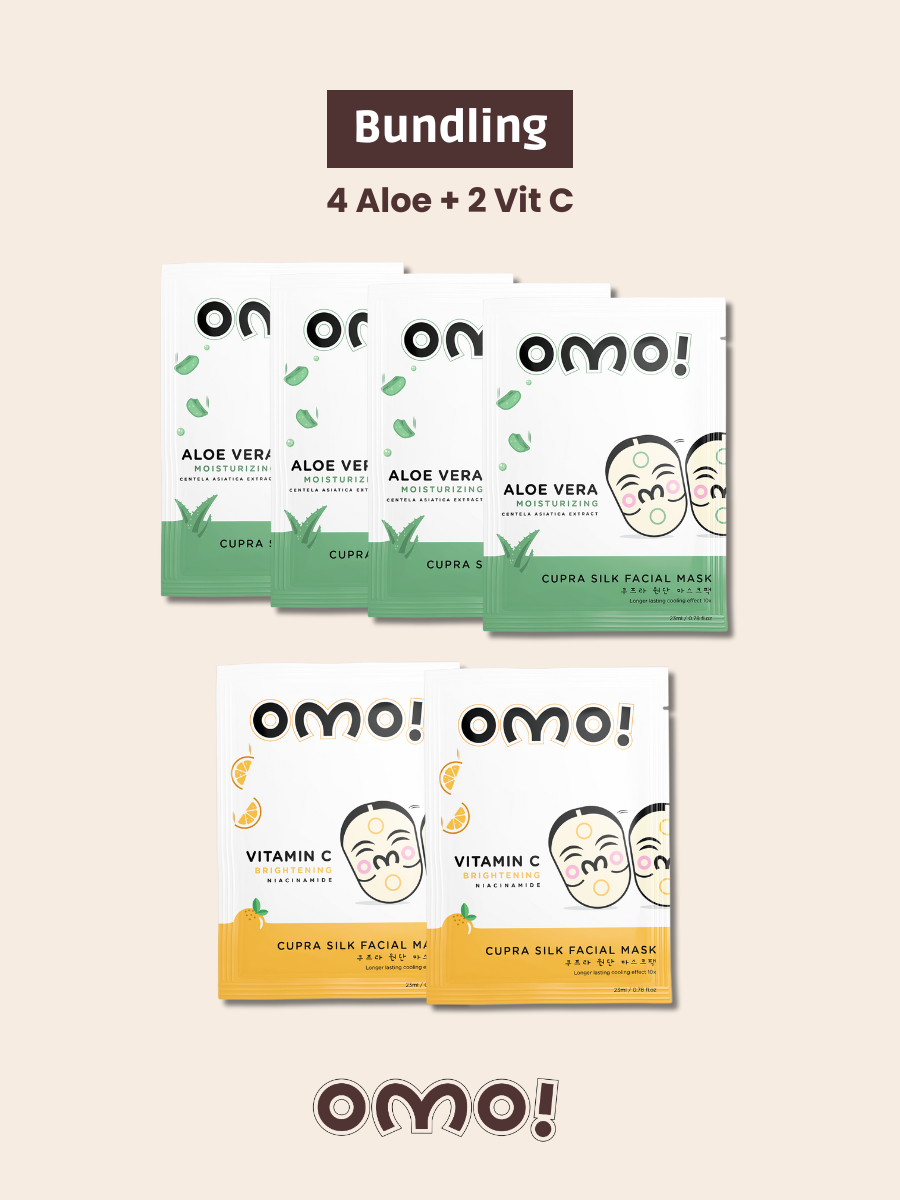 Jual OMO! Cupra Silk Facial Mask ( 6 pcs - Sheet Mask) 4 Aloe Vera + 2 ...