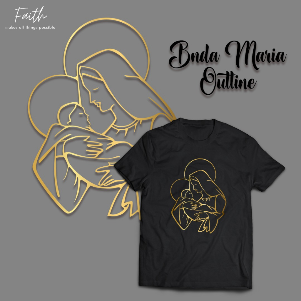 Jual Kaos Rohani/ Katolik Kristen Bunda Maria Outline keren unik ...