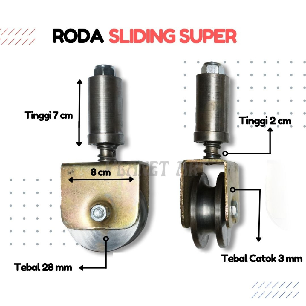Jual RODA PAGAR SLIDING 8 CM SOLUSI ANTI ANJLOK BESI AS SUPER / RODA ...