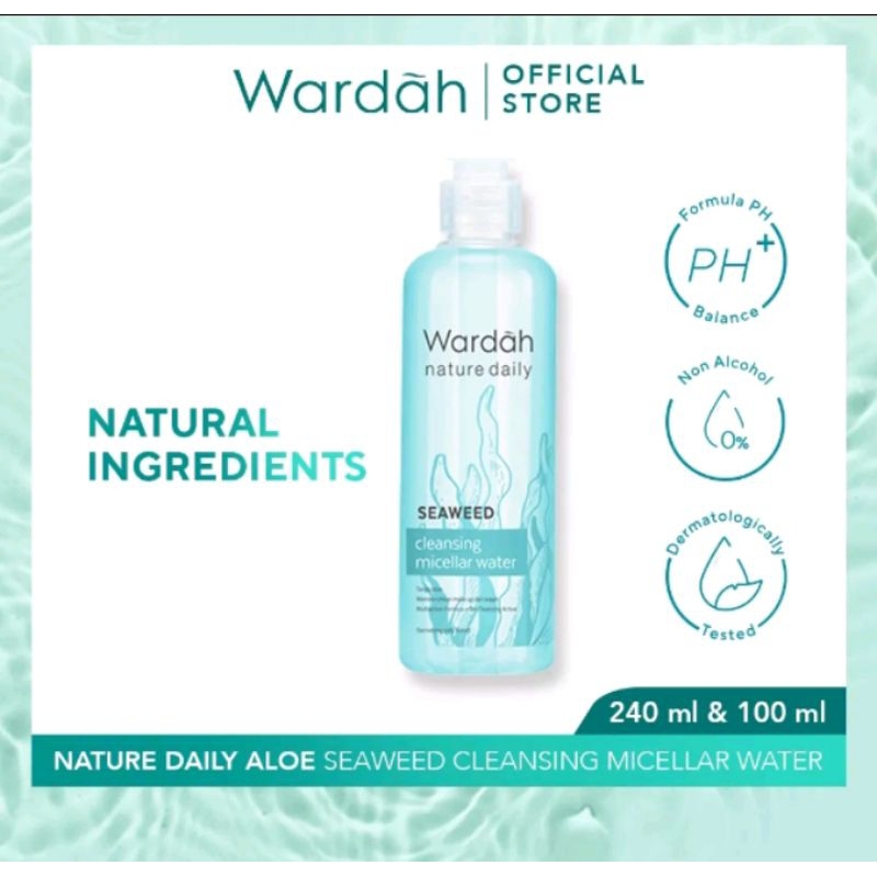 Jual Wardah Nature Daily Seaweed Cleansing Micellar Water (100ml/240ml ...