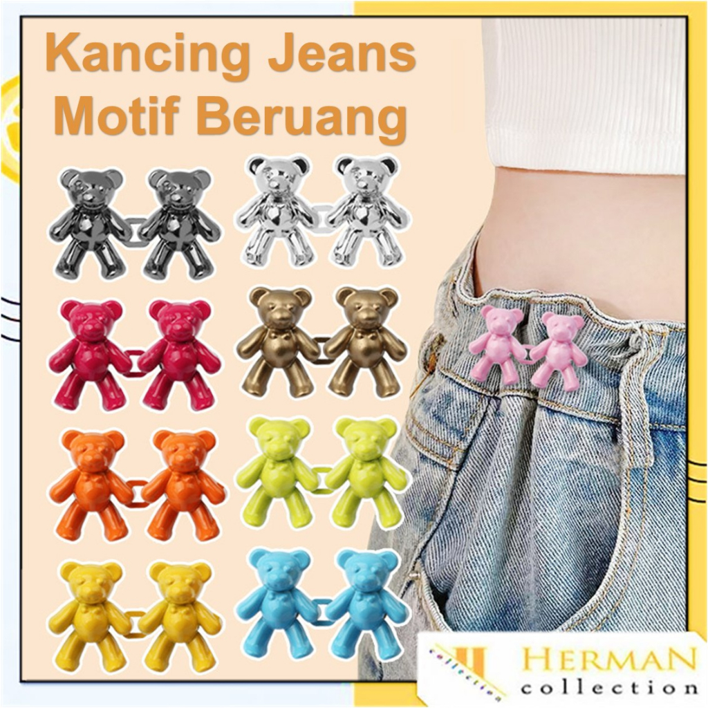 Jual HC kancing jeans bentuk beruang Bahan Metal Dapat Dilepas Kancing ...