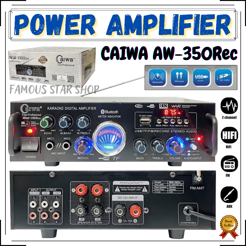 Jual Power Amplifier Bluetooth Caiwa AW-350Rec Karaoke Stereo + MP3 ...