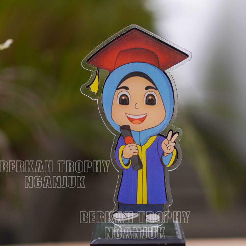 Jual Piala Wisuda Murah Hijab (Warna Biru)/Piala Kelulusan/Piala Wisuda ...