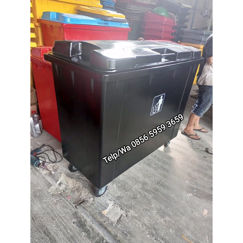 Jual TEMPAT SAMPAH BESAR 660 LITER / BAK SAMPAH BESAR 660 LITER + RODA (fiberglass) | Shopee ...