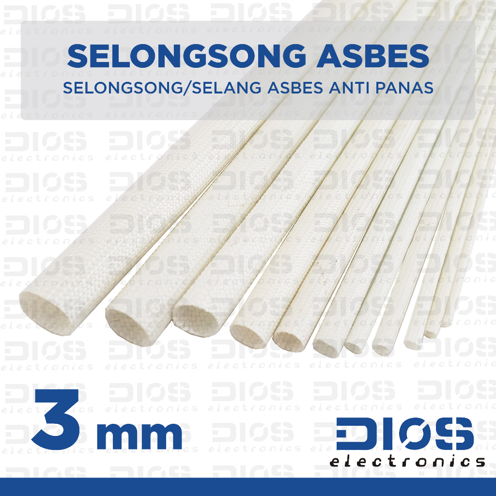 Jual Selang Asbes Selongsong Kabel Anti Panas Putih 3 mm eceran per pc 1 meter | Shopee Indonesia