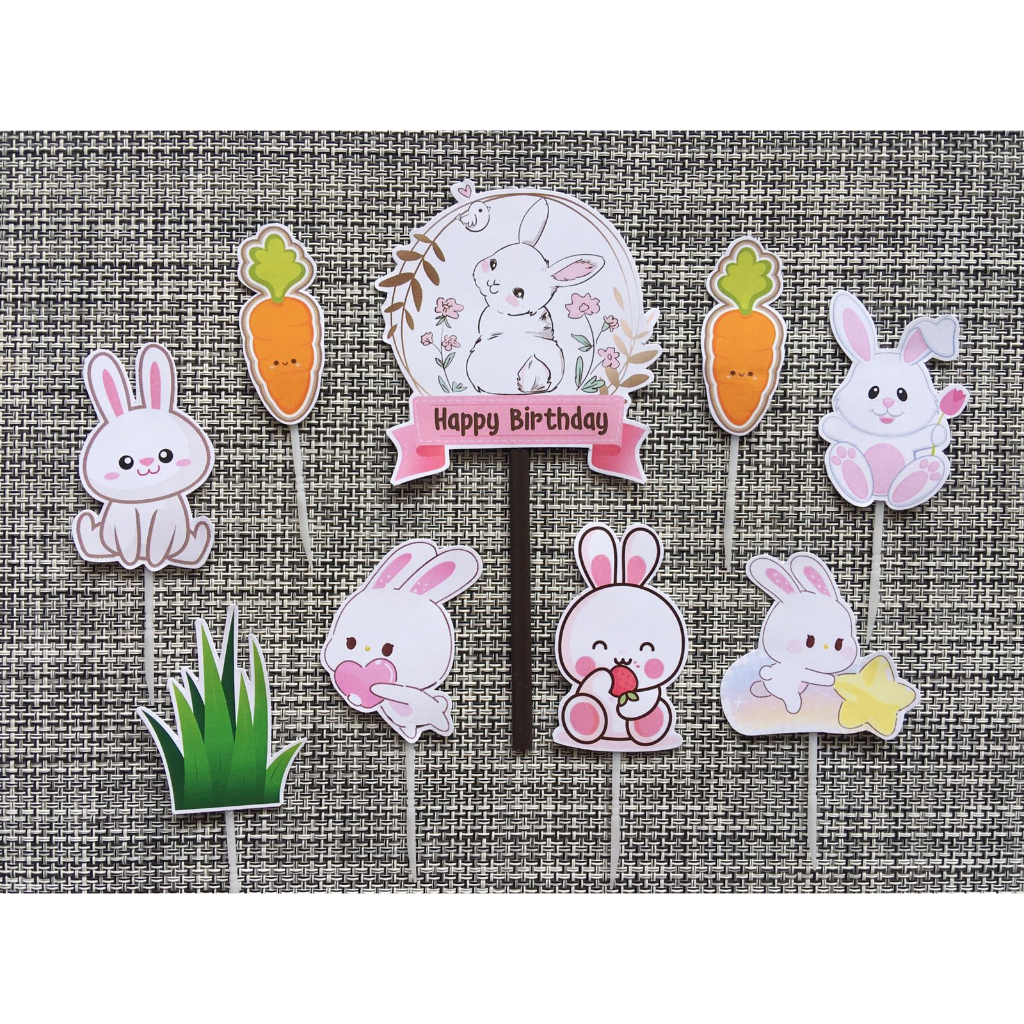 Jual Topper Kelinci Bunny Tusukan Rabbit lucu hiasan cake Happy ...