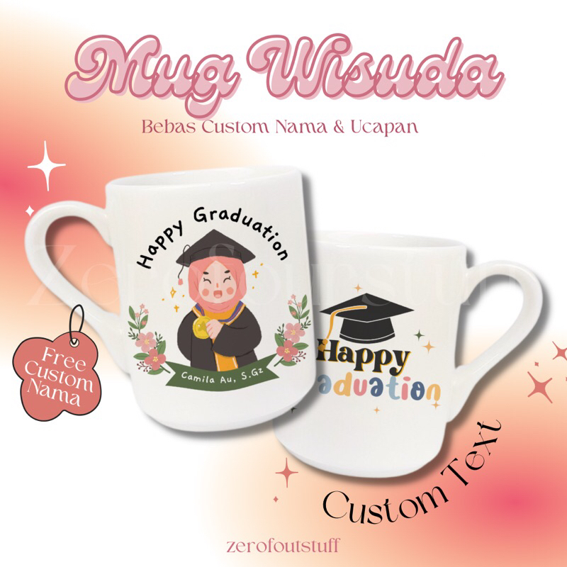 Jual CUSTOM MUG WISUDA / GELAS CUSTOM CETAK NAMA / KADO WISUDA ...