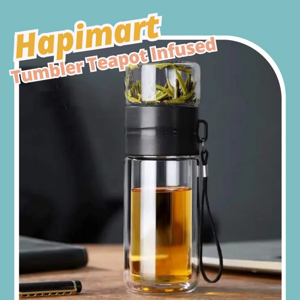 Jual Tumbler Kaca 380 ML Saringan Teh Botol Kaca Tebal Glass Chinese ...