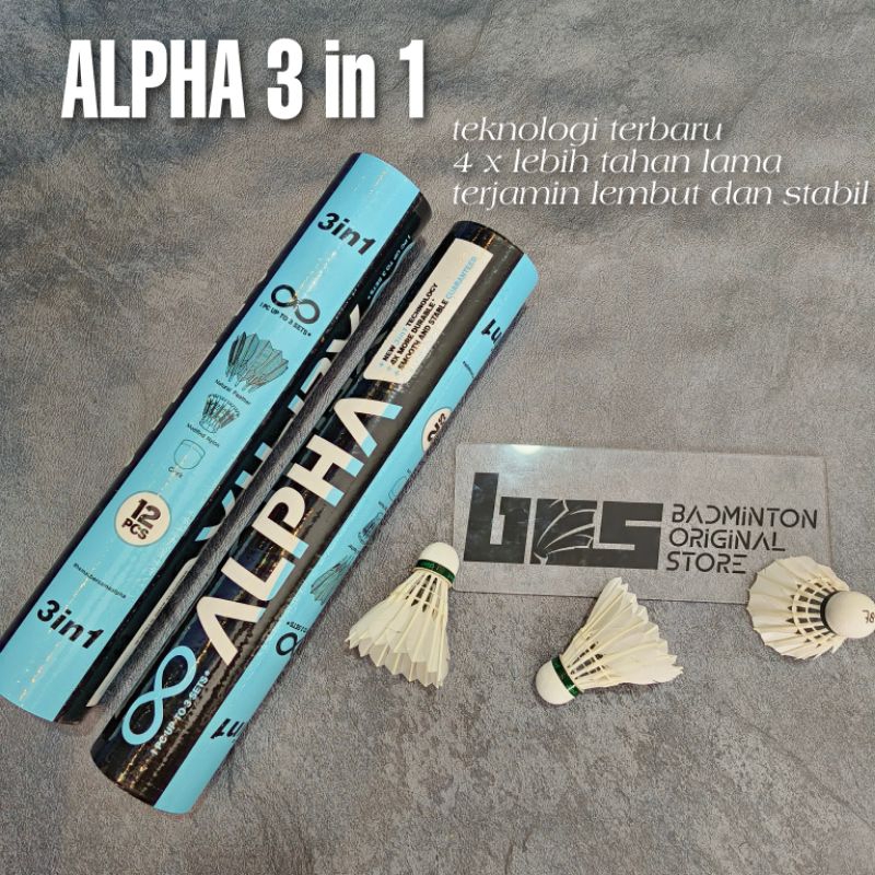 Jual shuttlecock cock bola badminton bulutangkis ALPHA 3 in 1 Original ...