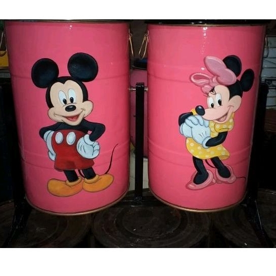 Jual Tong Sampah Lukis Sepasang Mickey Minnie Mouse | Shopee Indonesia