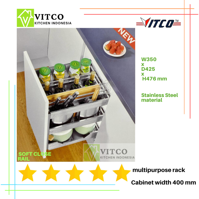 Jual VITCO 540 Multipurpose Stainless Rack/Kitchen Organizer Rack Rak Dapur | Shopee Indonesia