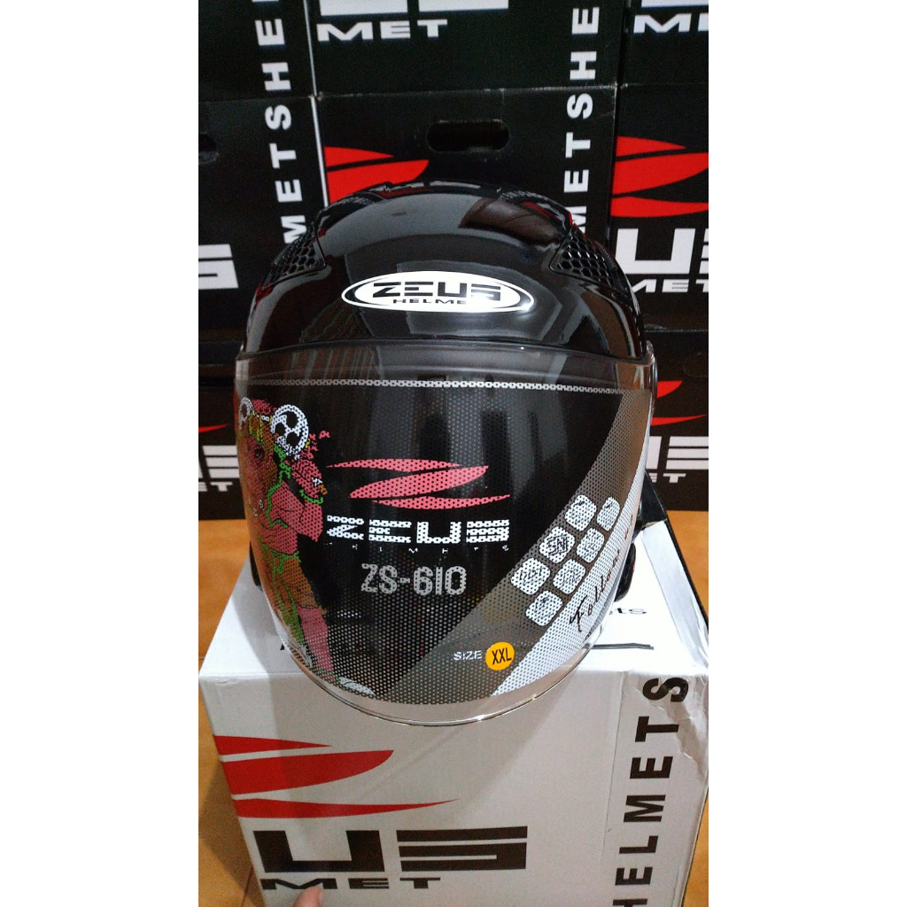 Jual HELM ZEUS ZS 610 (DOUBLE VISOR) - BLACK | Shopee Indonesia