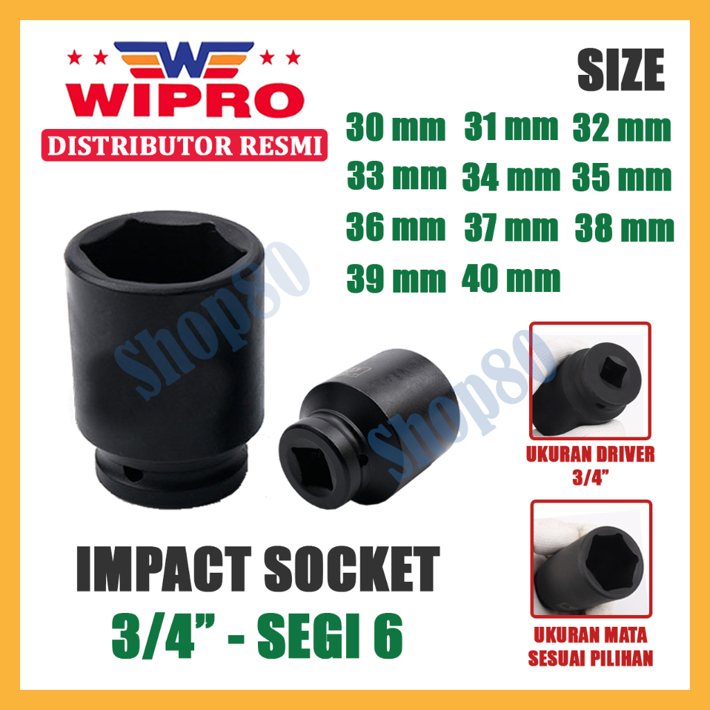 Jual Wipro Mata Kunci Shock Impact Sok Sock Socket Bintang 3/4 inci 3/4 ...
