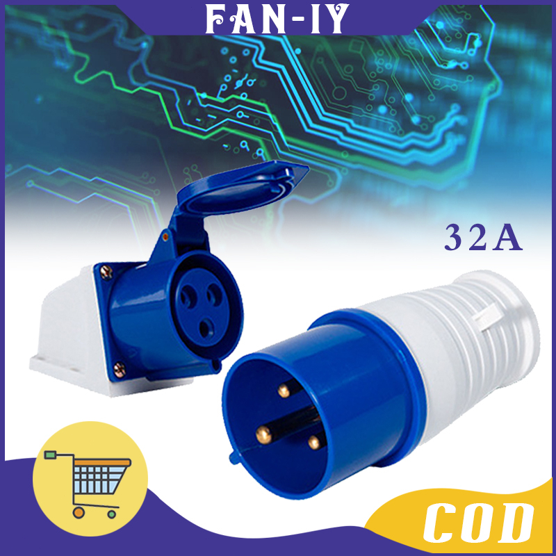 Jual Stopkontak Genset 3 Lubang 1 Set 32A Colokan 3 Lubang Genset IP44 ...