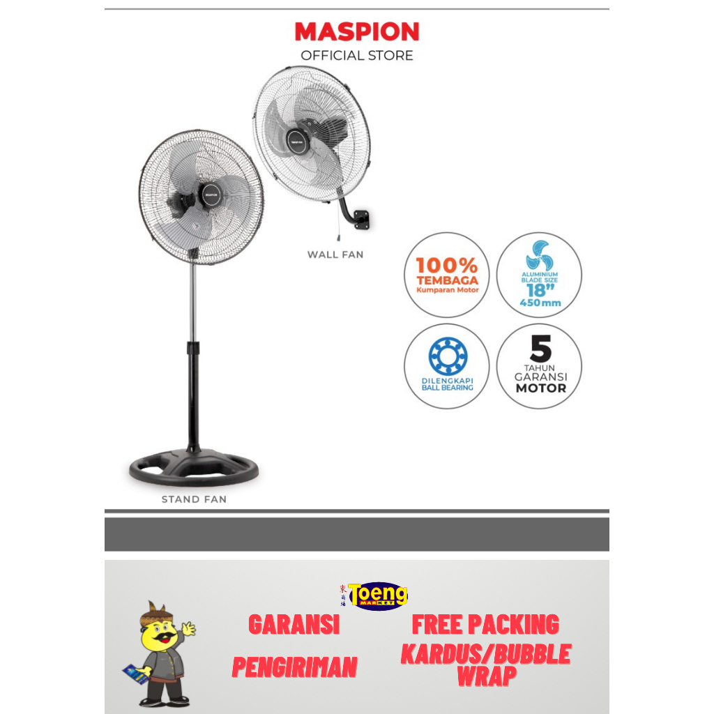 Jual POWER FAN 18 inch PW-453 220V MP / KIPAS ANGIN INDUSTRI MASPION ...