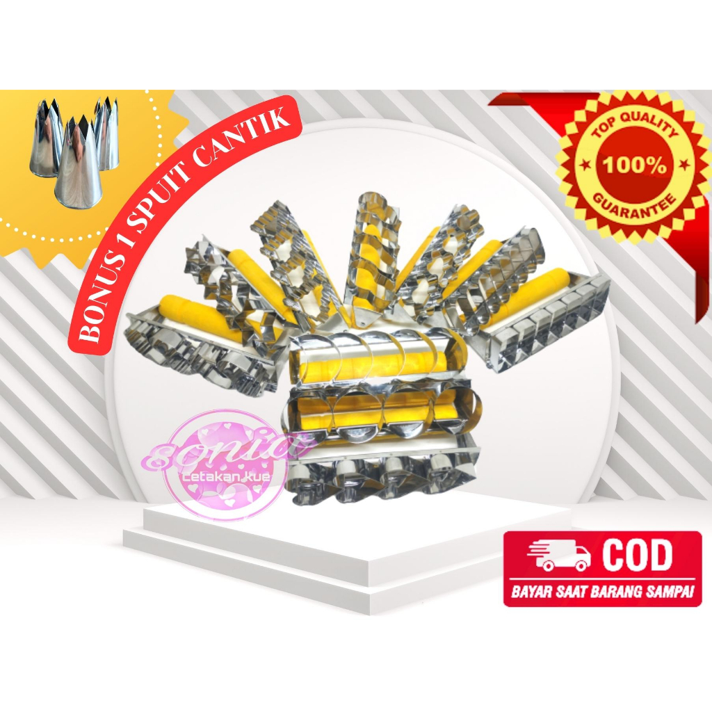 Jual cetakan kastengel campuran motif(bulat, bulan, bintang, persegi ...