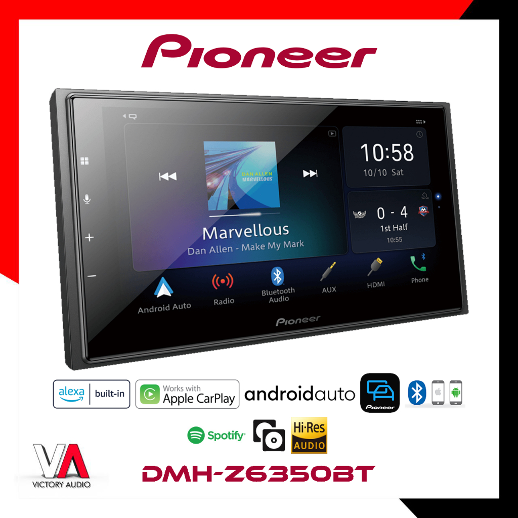 Jual Head Unit Double Din PIONEER DMH-Z6350BT Z 6350 BT 6.8 Inch Capacitive Touchscreen Wireless ...