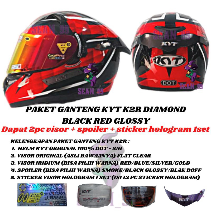 Jual HELM KYT K2R | K2 RIDER DIAMOND BLACK RED FULL FACE DOUBLE VISOR ...