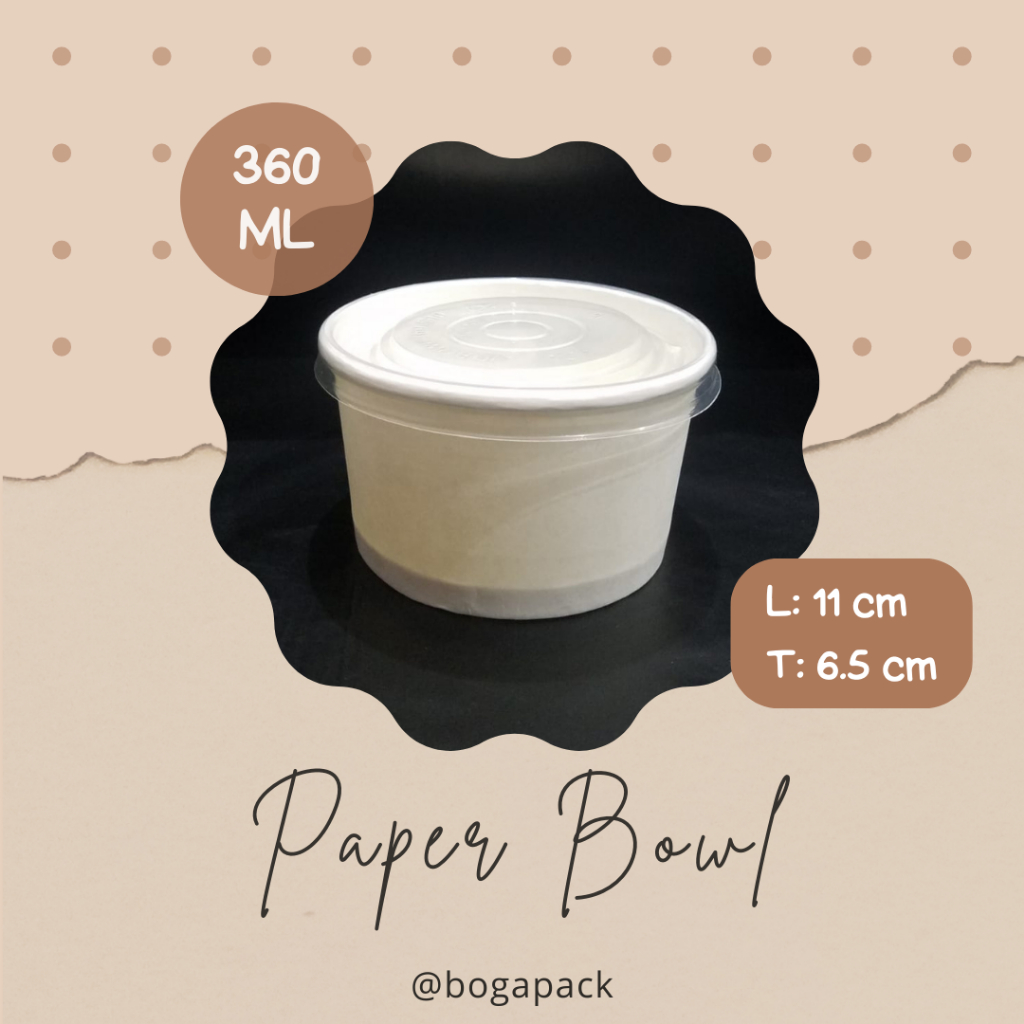 Jual Paper Bowl Putih 360ml / Paper Bowl 12oz / Mangkuk Kertas / Rice ...