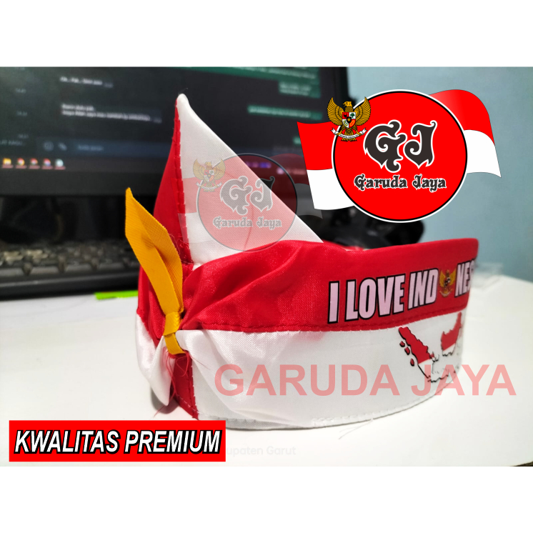 Jual iket kepala merah putih/iket merah putih/bando merah putih/umbul ...