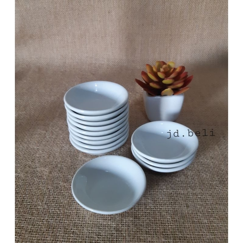 Jual piring saos sambal keramik/piring sambal bulat kecil keramik SNI ...