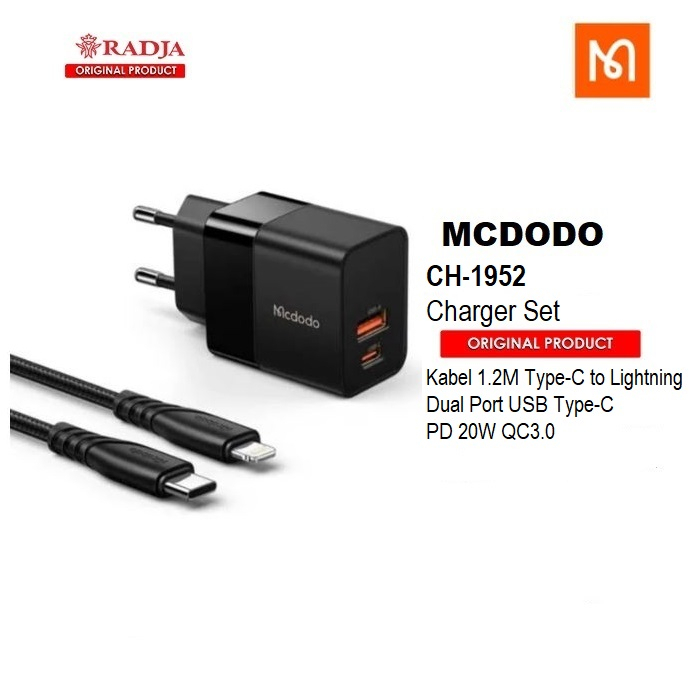 Jual Charger Mcdodo CH-1952 Dual USB Type-C QC3.0 PD 20W Fast Charging ...