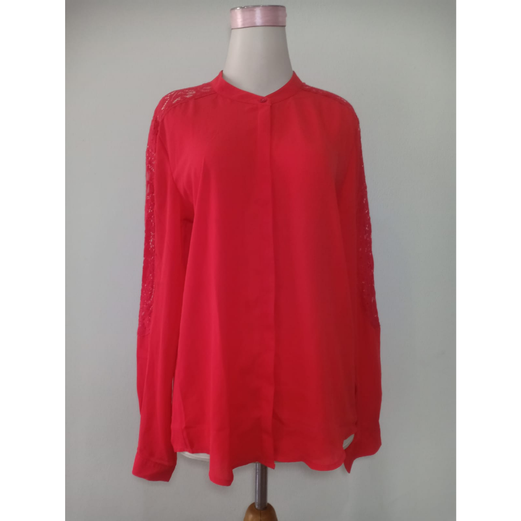 Jual SALE KEMEJA MERAH BLOUSE MERAH ATASAN LENGAN PANJANG (SIZE S ...