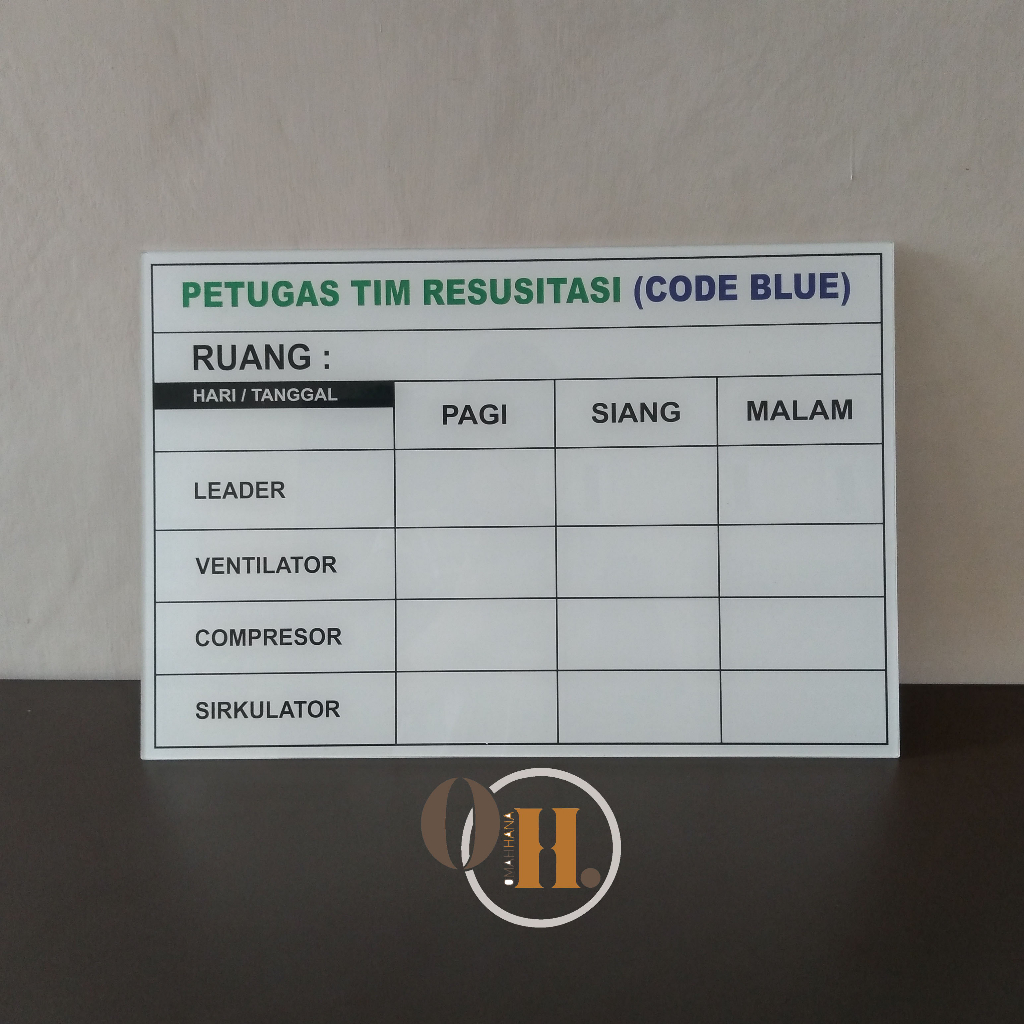 Jual Akrilik Code Blue - Papan Akrilik Petugas Tim Resusitasi - Jadwal ...