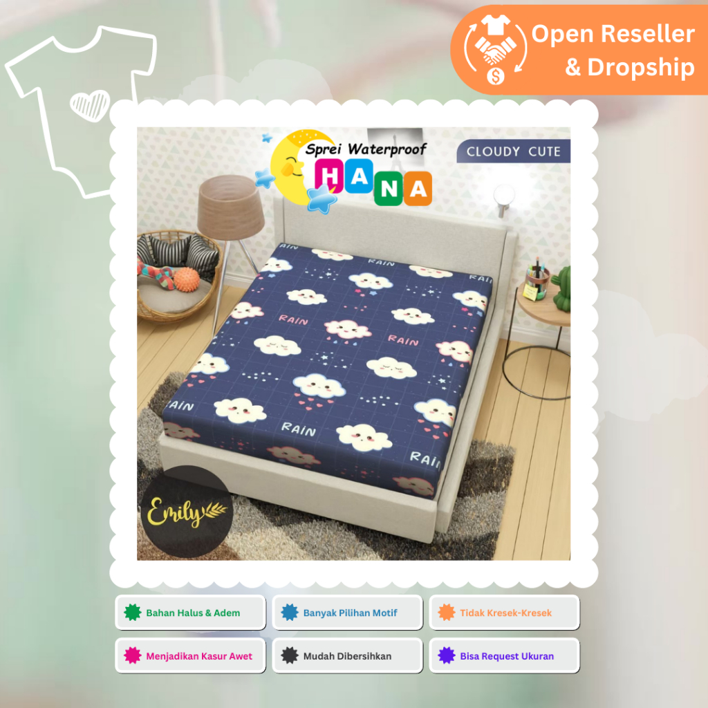 Jual Sprei Waterproof Hana Motif Premium 2023/ Sprei Anti Air Anti ...