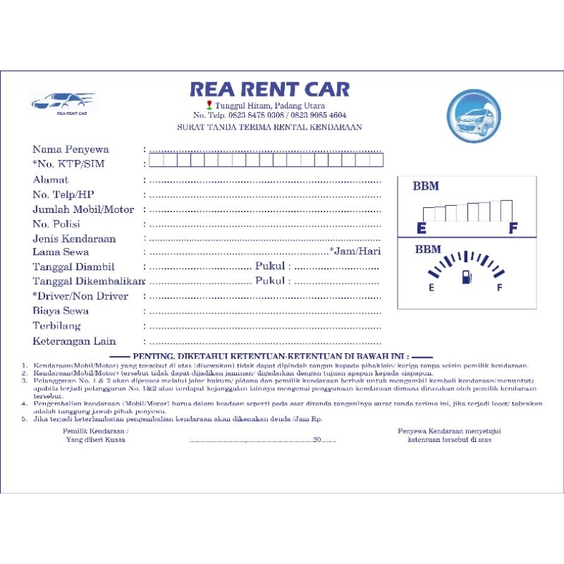 Jual Nota Rental Mobil 4 | Shopee Indonesia