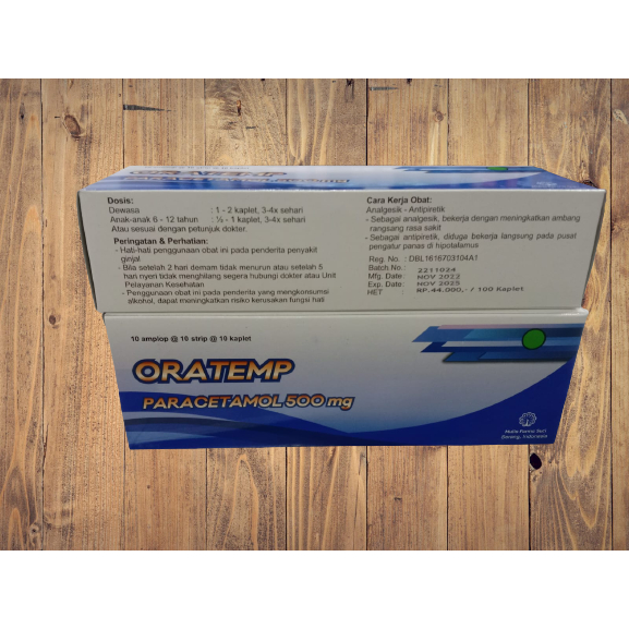 Jual ORATEMP 500MG PARACETAMOL TABLET PER BOX ISI 10 STRIP | Shopee ...