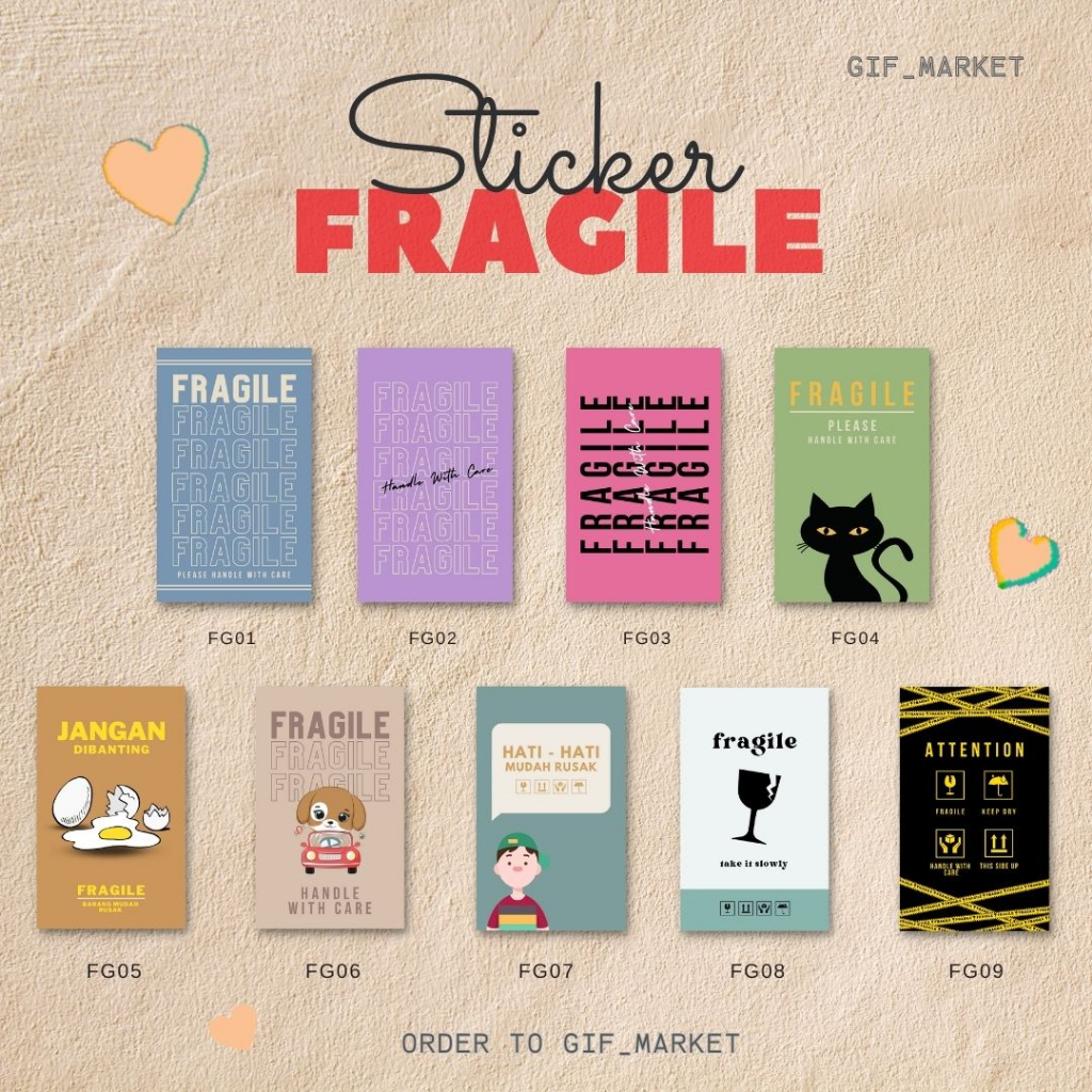 Jual Stiker Fragile | Cod | Free Ongkir |Small Sticker Fragile Cute ...