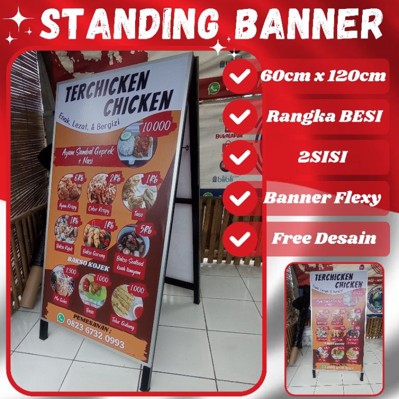 Jual ( MPI2 ) STANDING BANNER BESI HOLLOW / PAPAN IKLAN SEGITIGA 60CM X ...